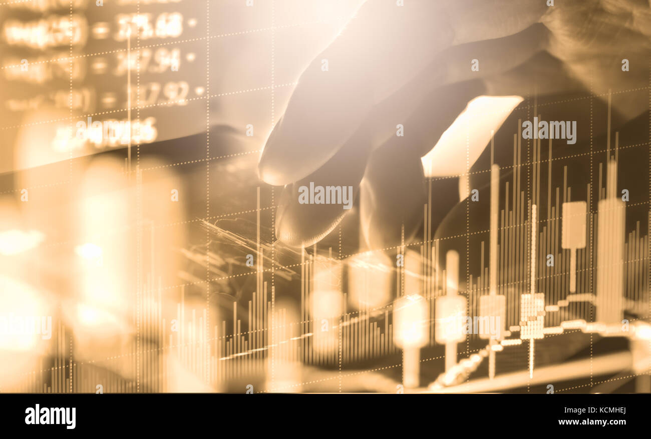 Index graph of stock market financial indicator analysis on LED ...