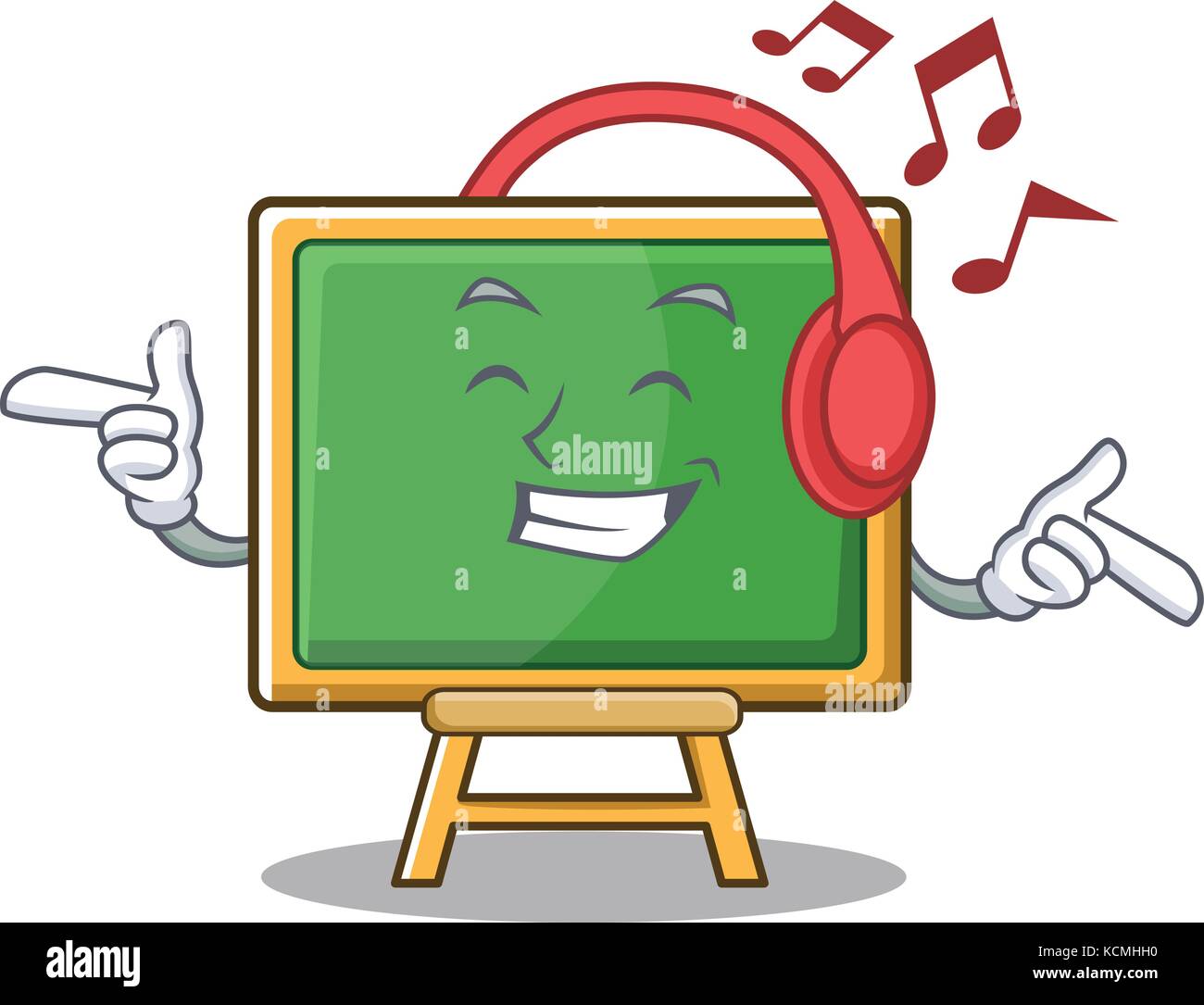 Listening music chalk board character cartoon Stock Vector Image & Art ...