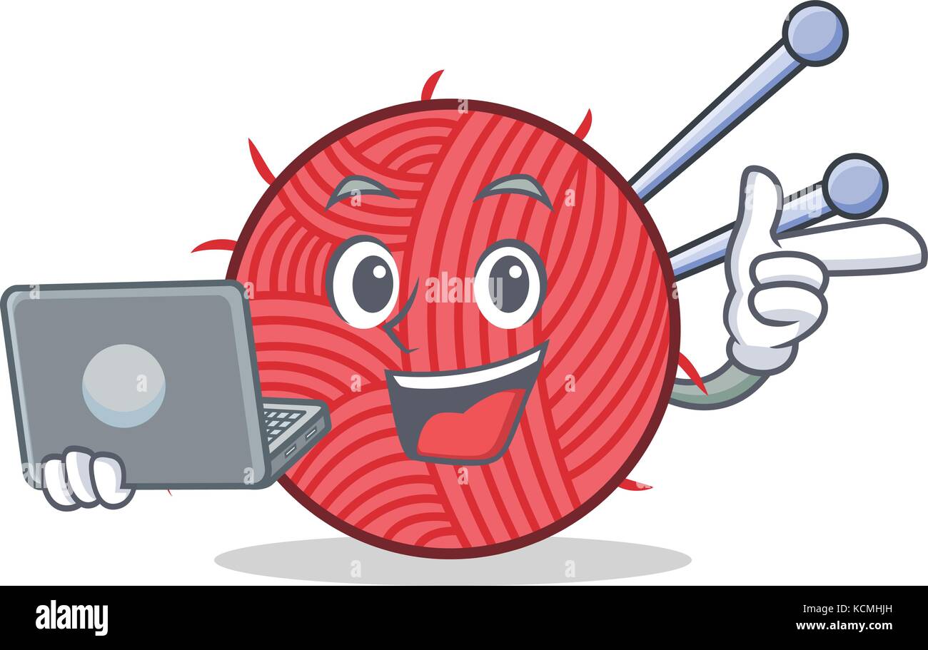 With laptop knitting character cartoon style Stock Vector Image & Art ...