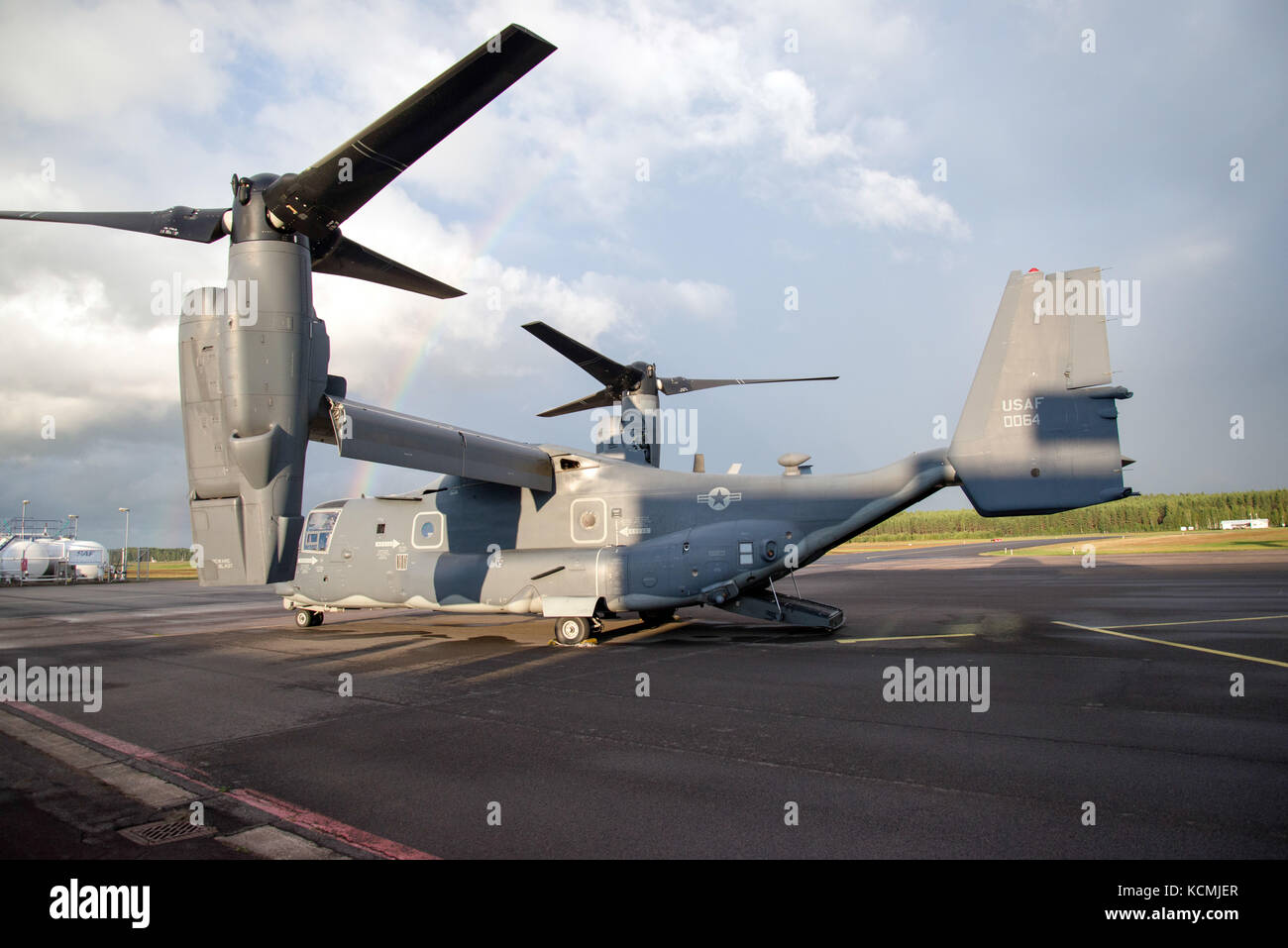 CV-22 Osprey sits on the tarmac while awaiting to go on a mission ...