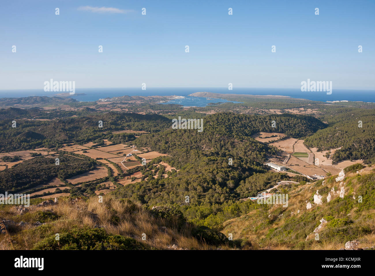 The view from Monte Toro towards Fornells, Menorca, Spain Stock Photo ...