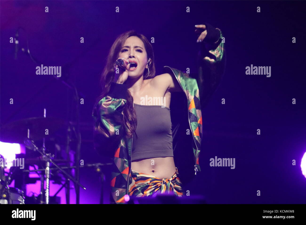 Taiwanese singer Jolin Tsai performs during a music party to mark the ...