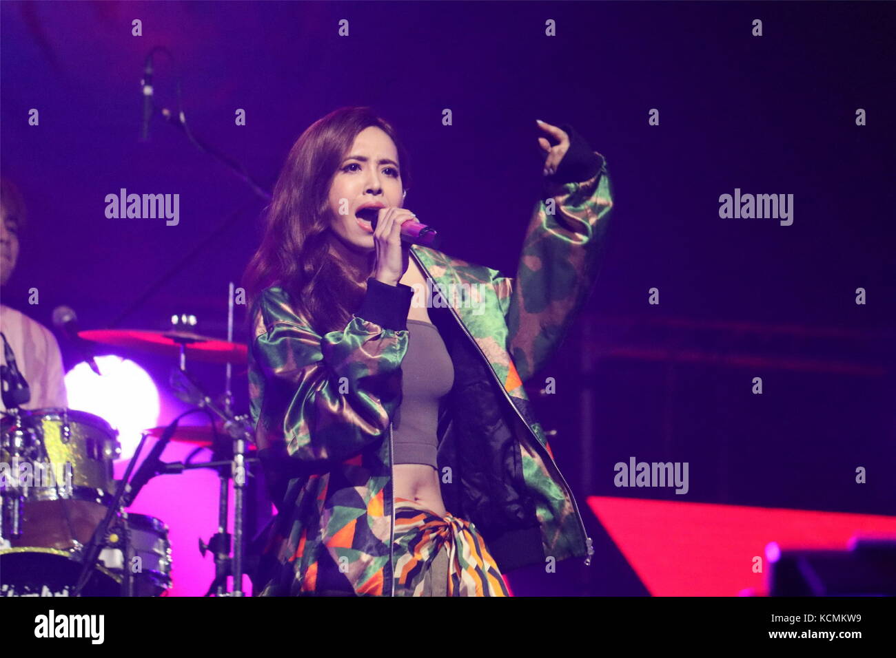 Taiwanese singer Jolin Tsai performs during a music party to mark the ...