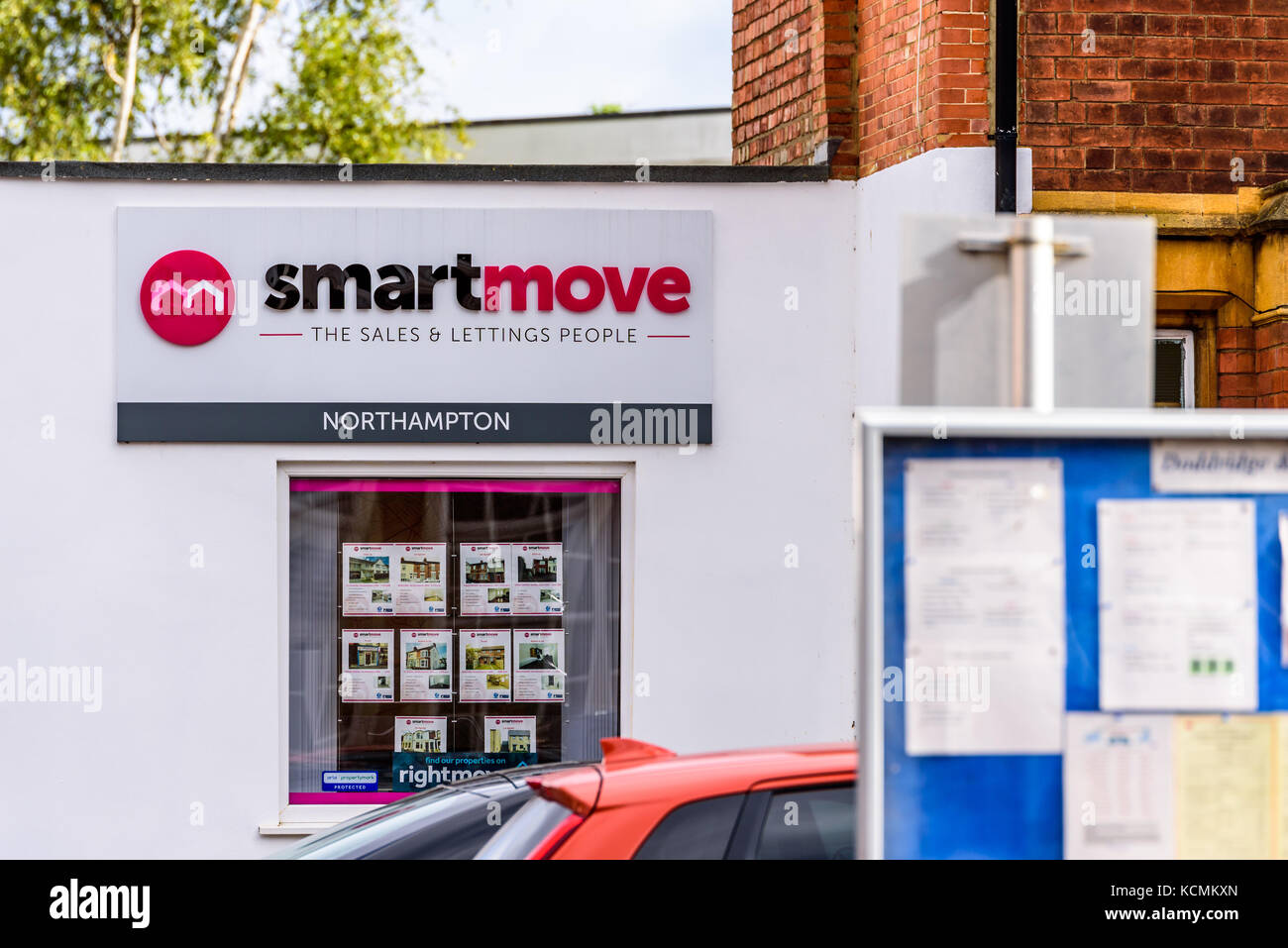 Northampton UK October 5, 2017: Smartmove logo sign in Northampton town ...