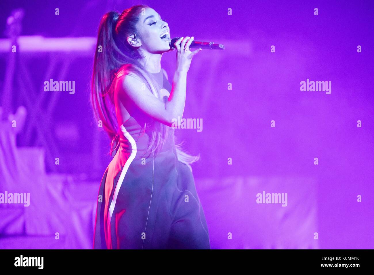 American singer and actress Ariana Grande performs at a concert in ...