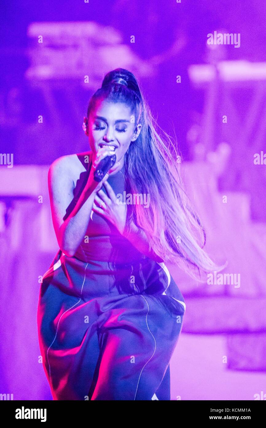 American singer and actress Ariana Grande performs at a concert in ...