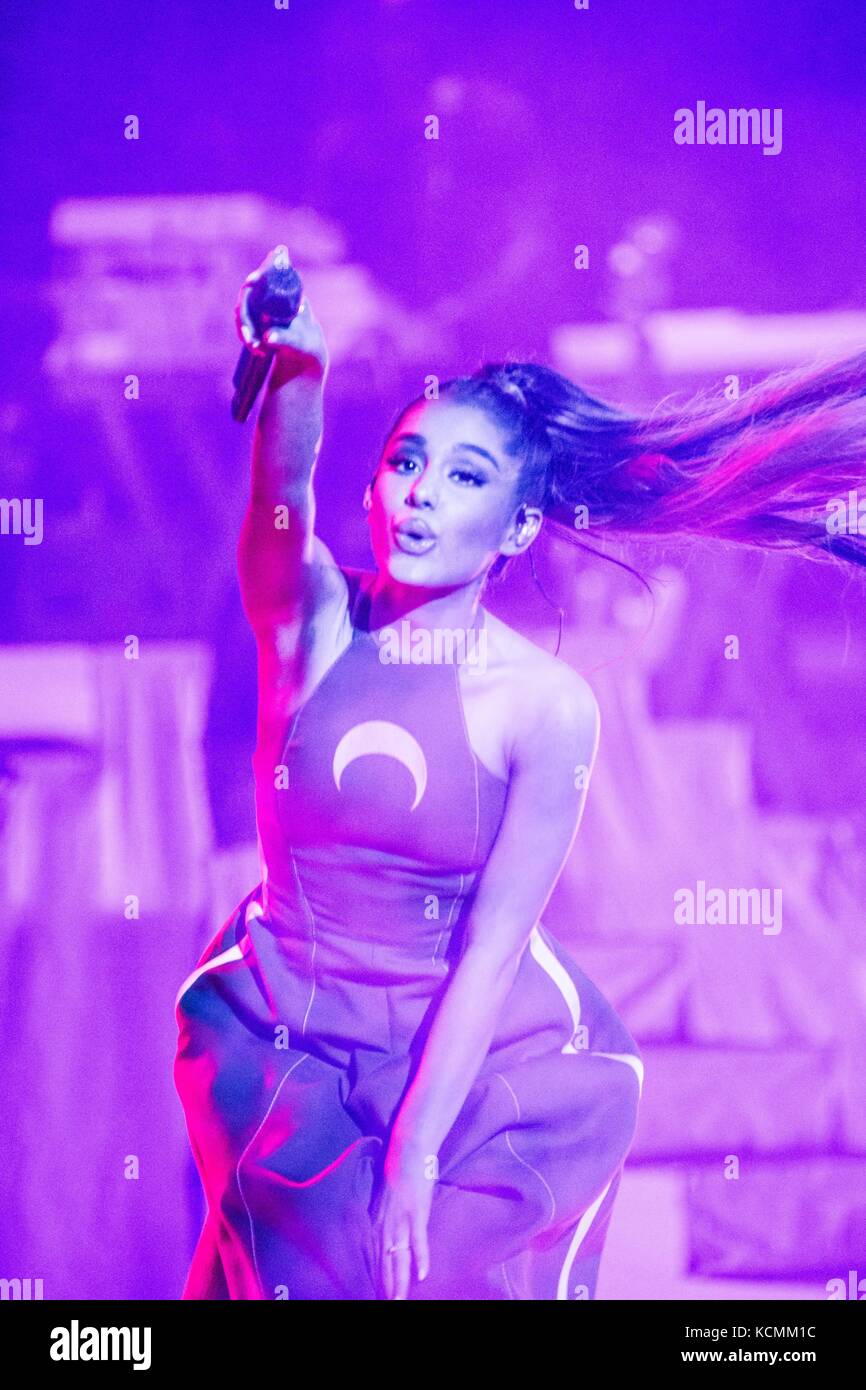 American singer and actress Ariana Grande performs at a concert in ...