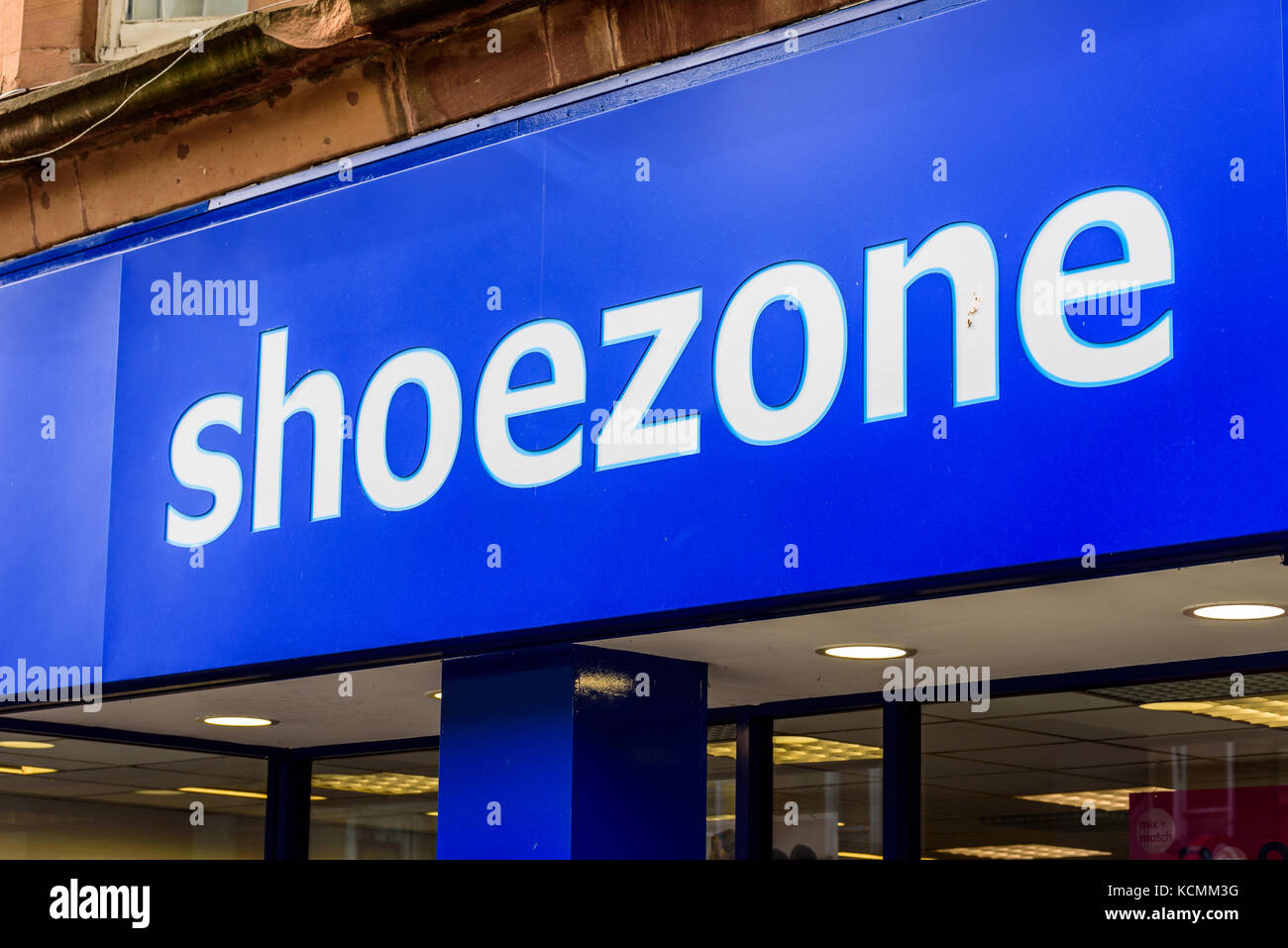 Northampton UK October 5, 2017: Shoezone logo sign in Northampton town ...