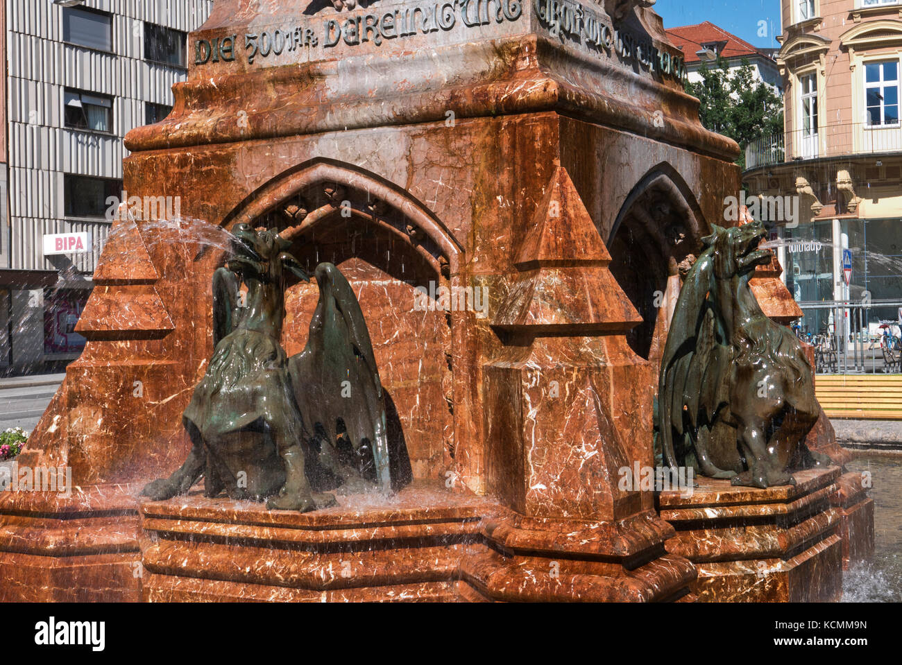 King Rudolf statue on top of a water fountain, Innsbruck, Austria Stock ...