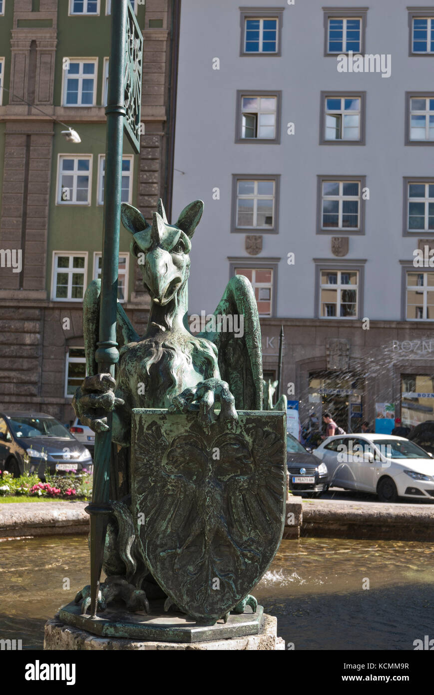 King Rudolf statue on top of a water fountain, Innsbruck, Austria Stock ...