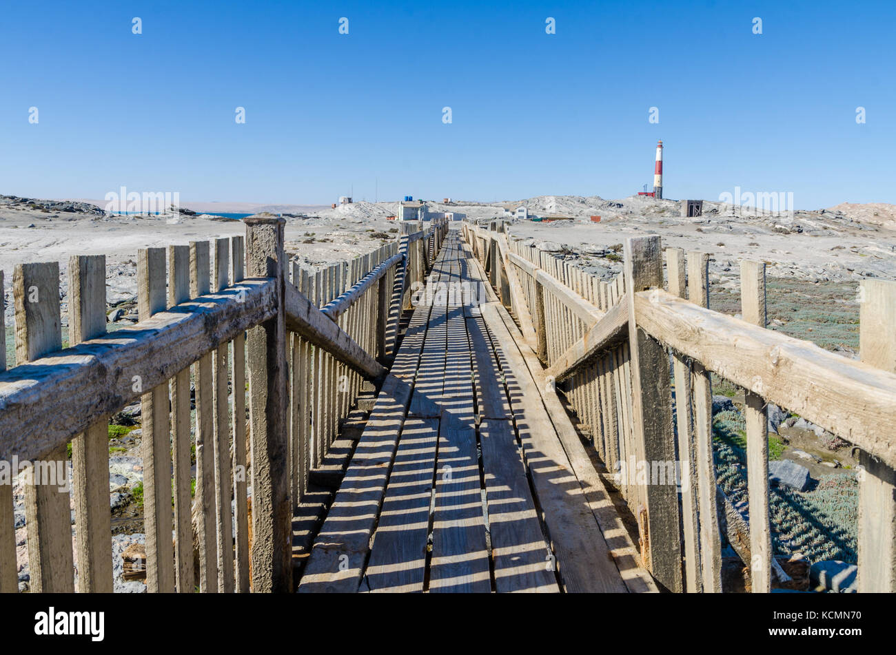 Diaz Point with wooden walkway and lighthouse on the Luderitz Peninsula ...