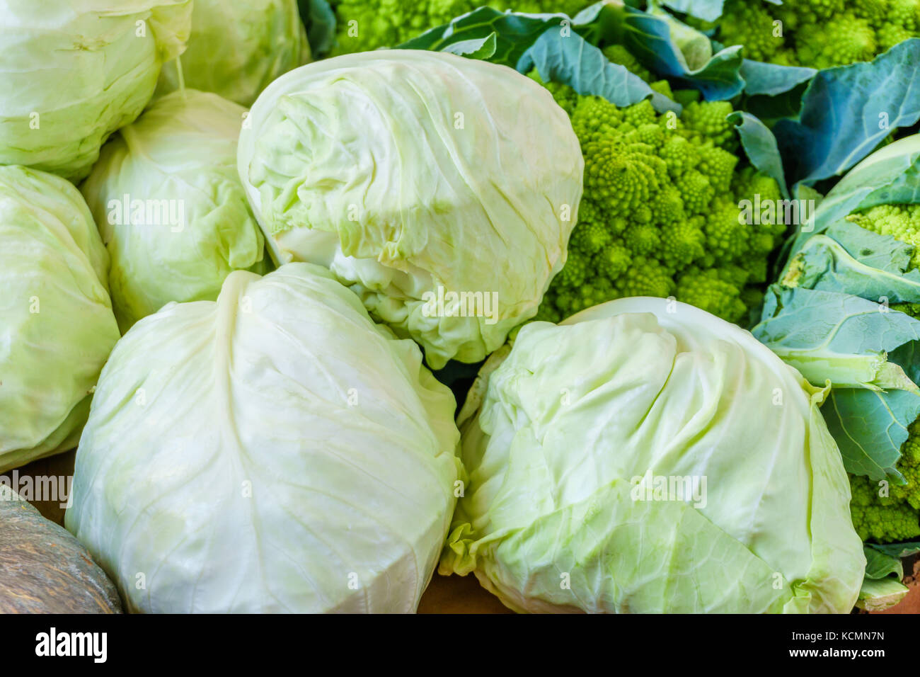 Fresh cabbage market stall pile hi-res stock photography and images - Alamy