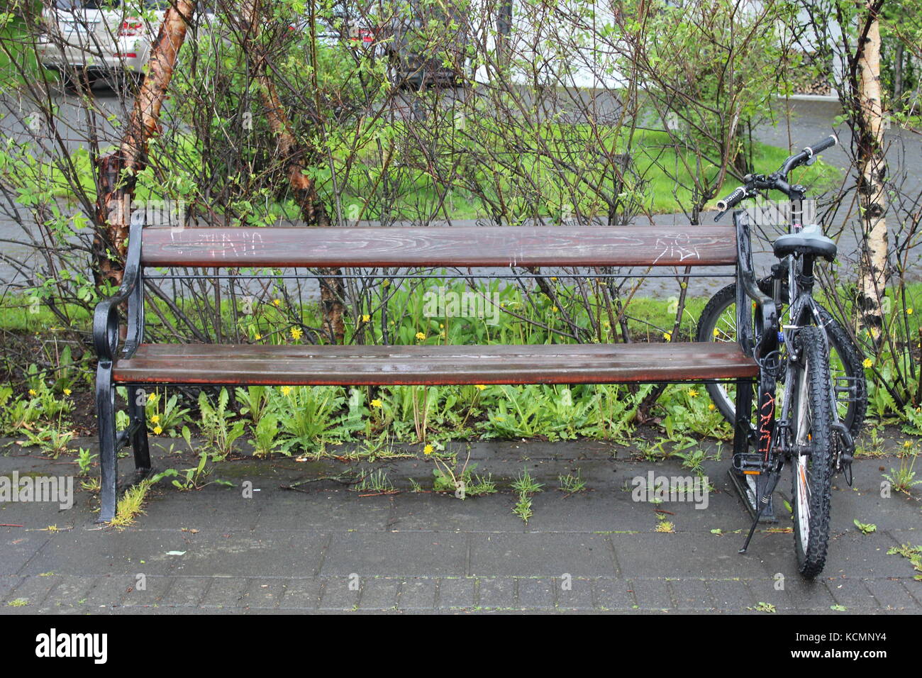 bench and bike in Reykjavik Stock Photo - Alamy