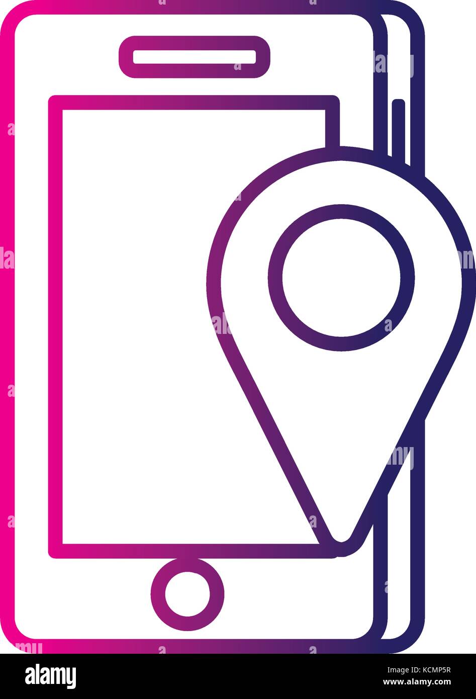 line smartphone technology with location map symbol Stock Vector Image ...