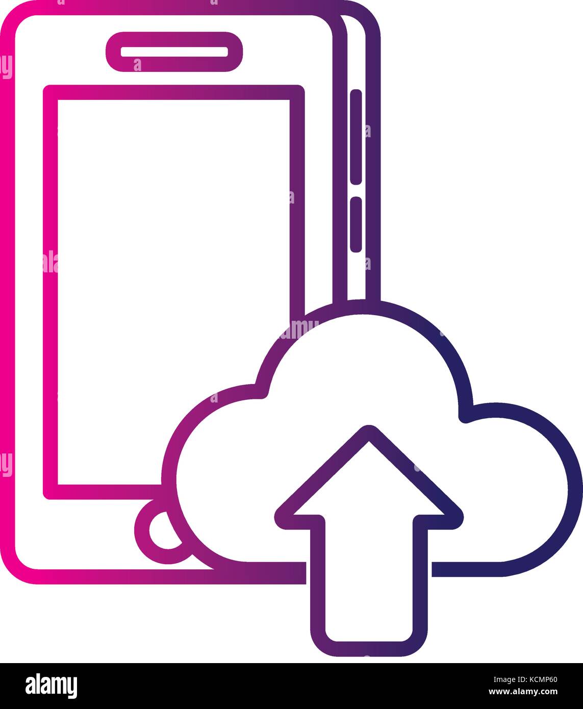 line smartphone technology with cloud data icon Stock Vector Image ...