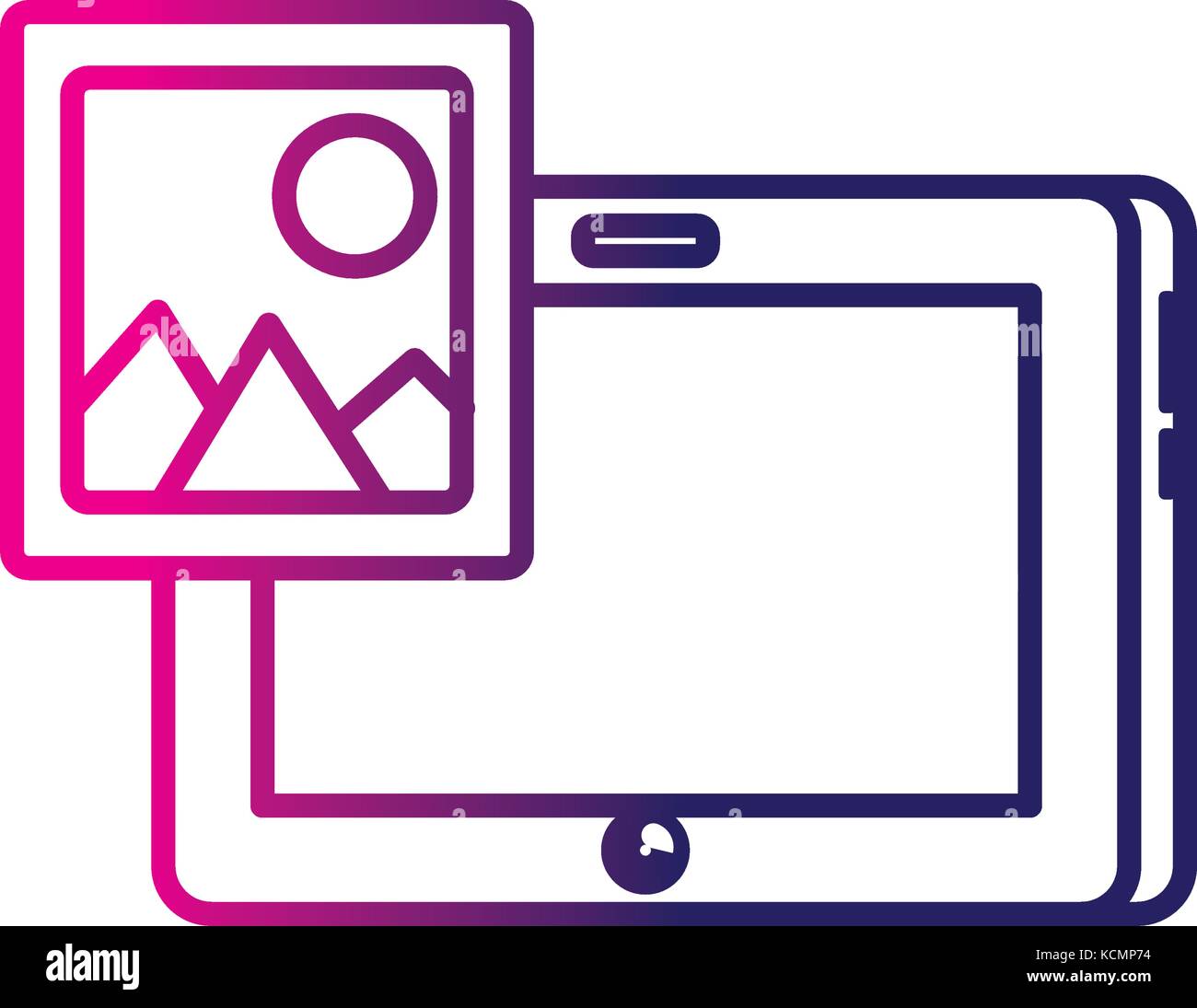 line tablet technology with picture icon Stock Vector Image & Art - Alamy