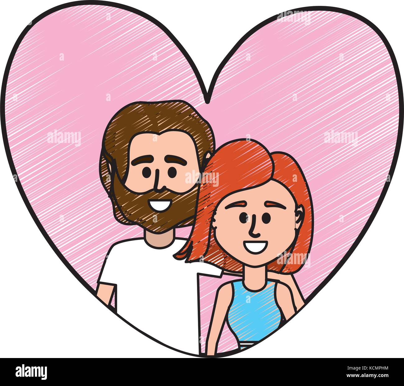 Woman man cartoon inside heart Stock Vector Images - Alamy