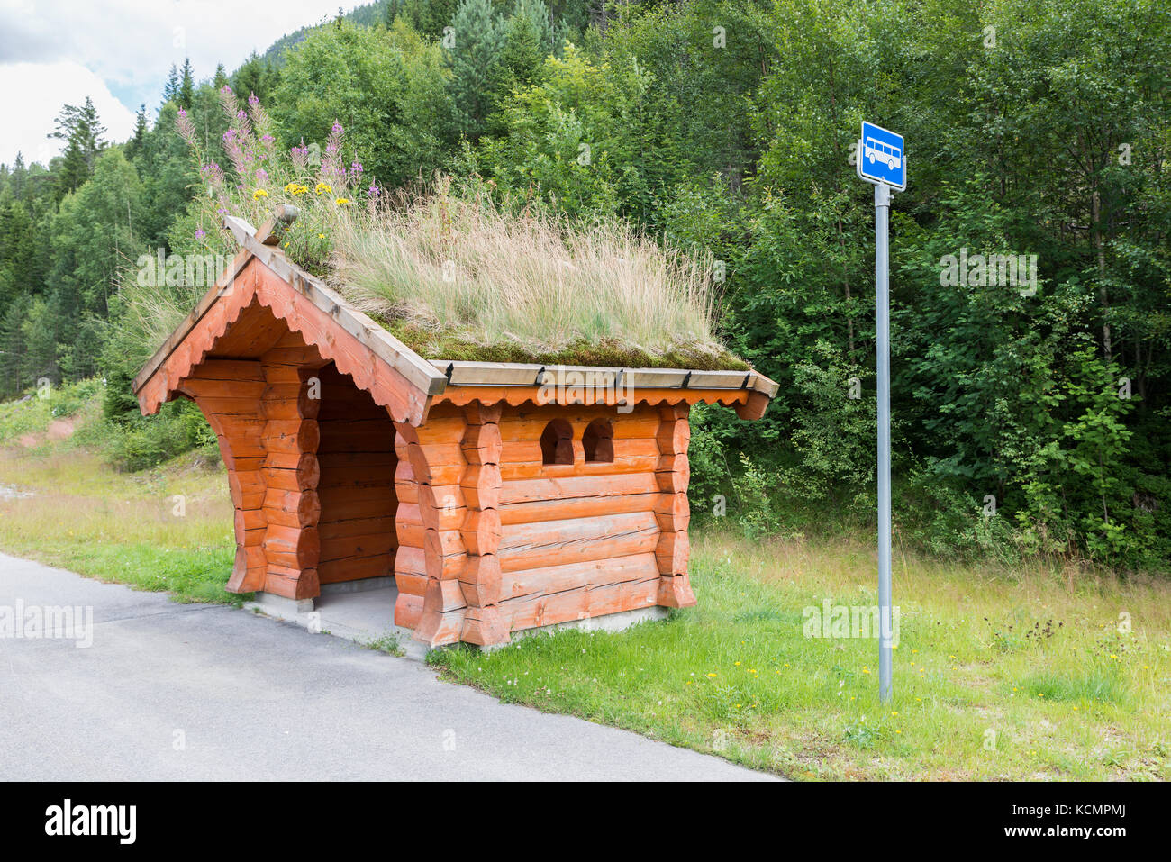 traditional bus stop in Norway Stock Photo - Alamy