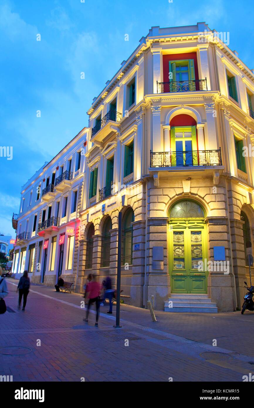 Traditional Building At Dusk, Heraklion, Crete, Greek Islands, Greece ...