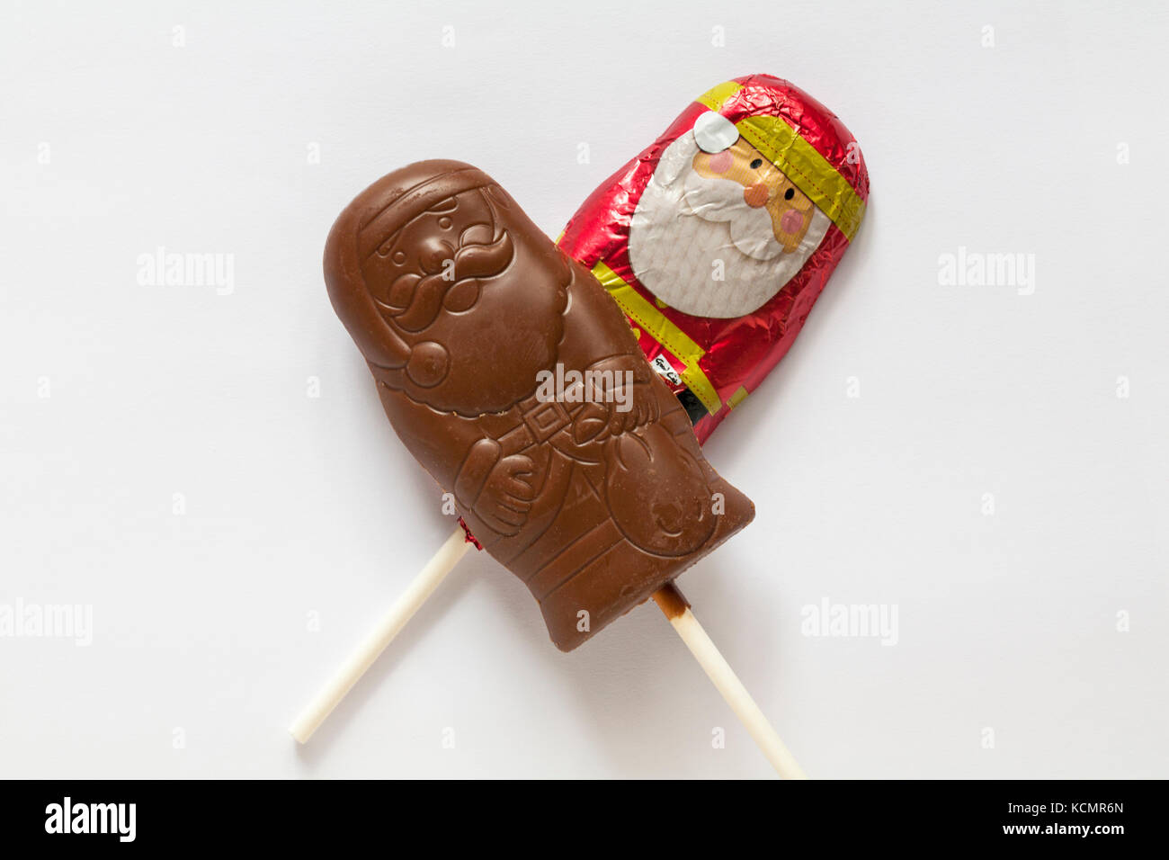 two solid milk chocolate santa, Fatther Christmas, chocolate lollies ...