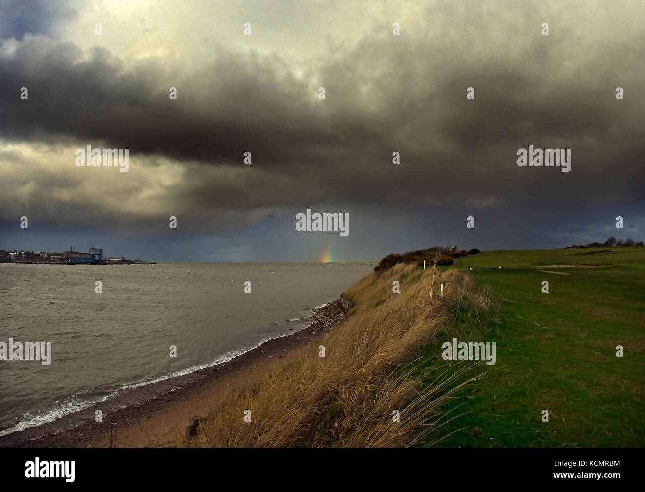 Storm over Wyre estuary, view from Knott End Golf course, Lancashire ...