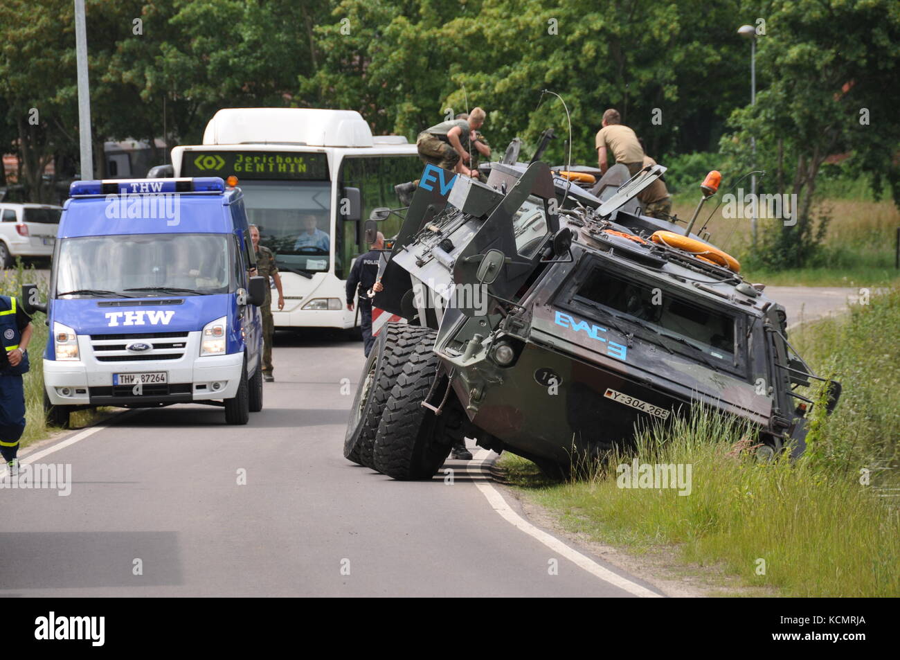 GERMANY, FISCHBECK - Juno 15, 2013: Rescuers like german THW and ...