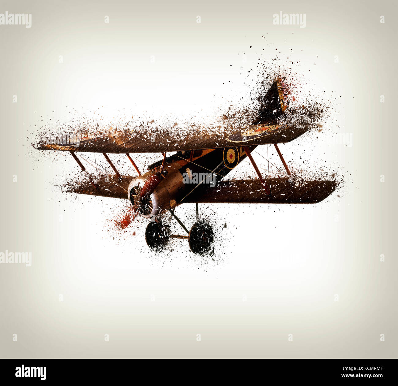 Old and vintage airplane shattered on white background Stock Photo - Alamy