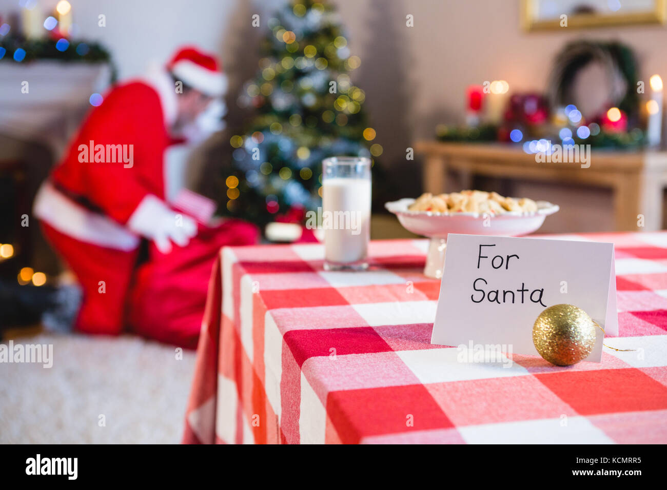Breakfast for Santa kept on table during christmas eve Stock Photo - Alamy