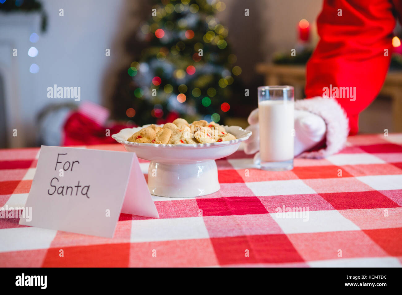 Breakfast for Santa kept on table during christmas eve Stock Photo - Alamy