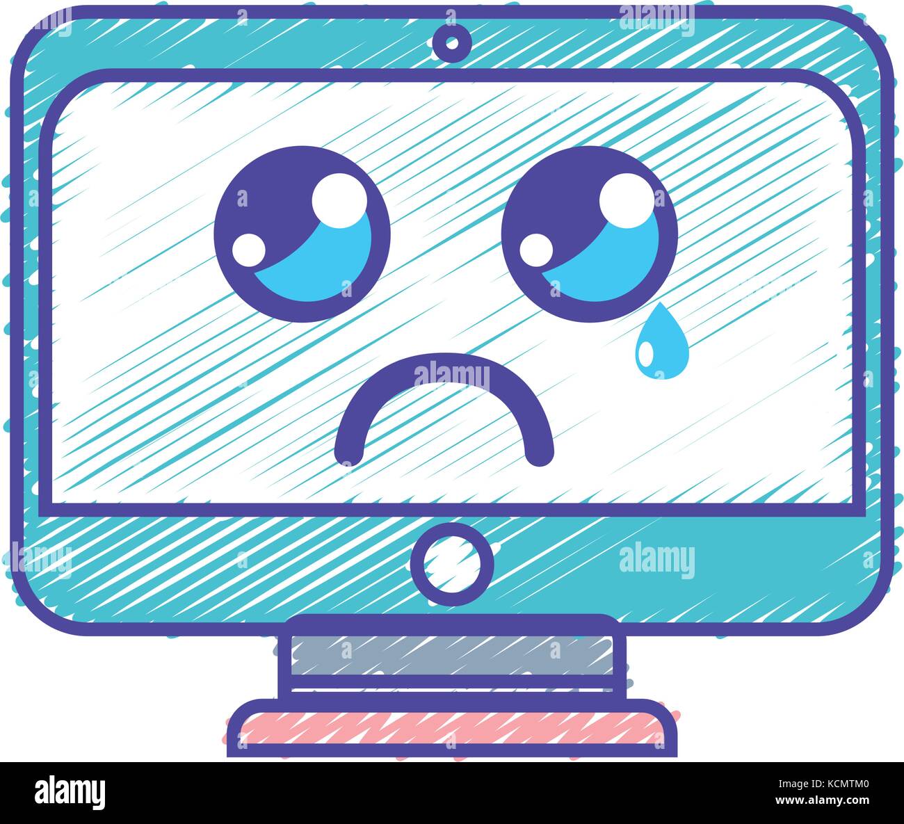 Monitor computer kawaii character vector hi-res stock photography and ...