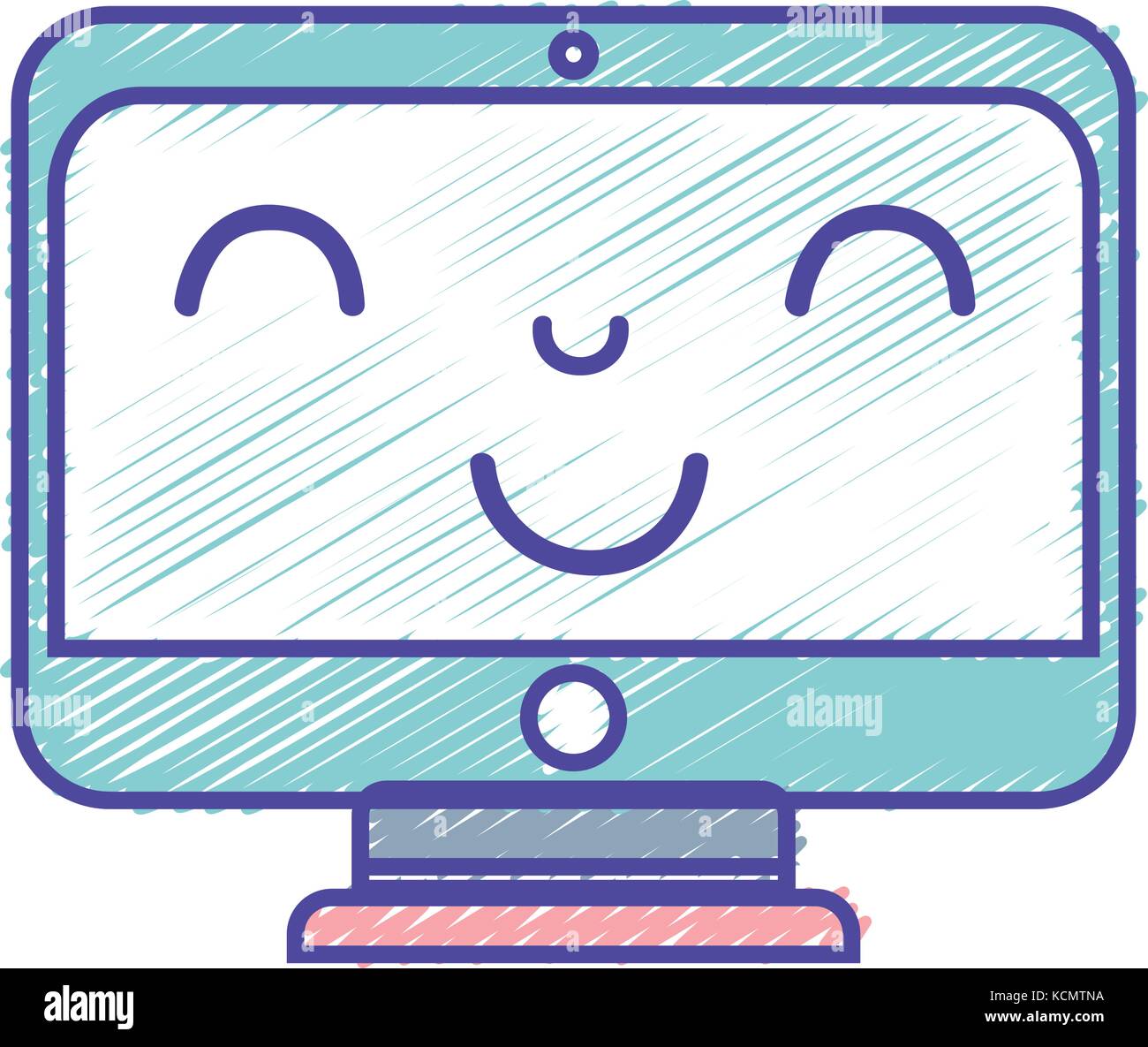 Monitor computer kawaii character vector hi-res stock photography and ...