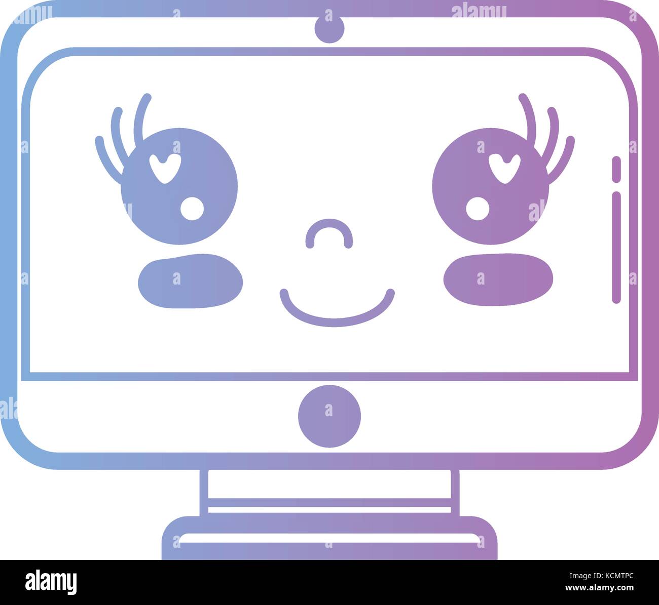 line kawaii cute happy screen monitor Stock Vector Image & Art - Alamy