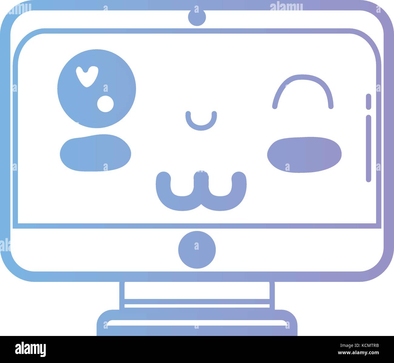 line kawaii cute funny screen monitor Stock Vector Image & Art - Alamy