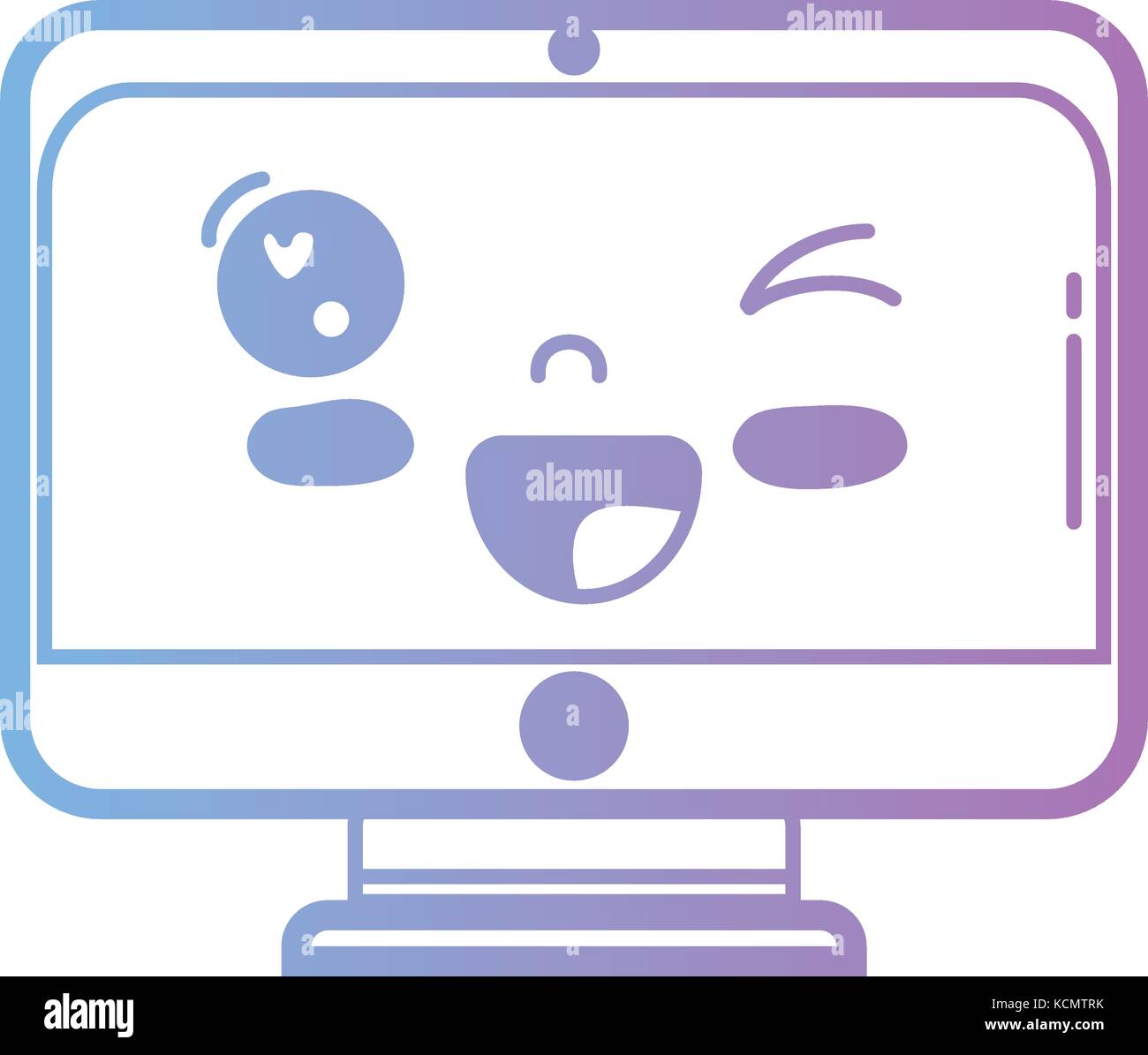 line kawaii cute funny screen monitor Stock Vector Image & Art - Alamy