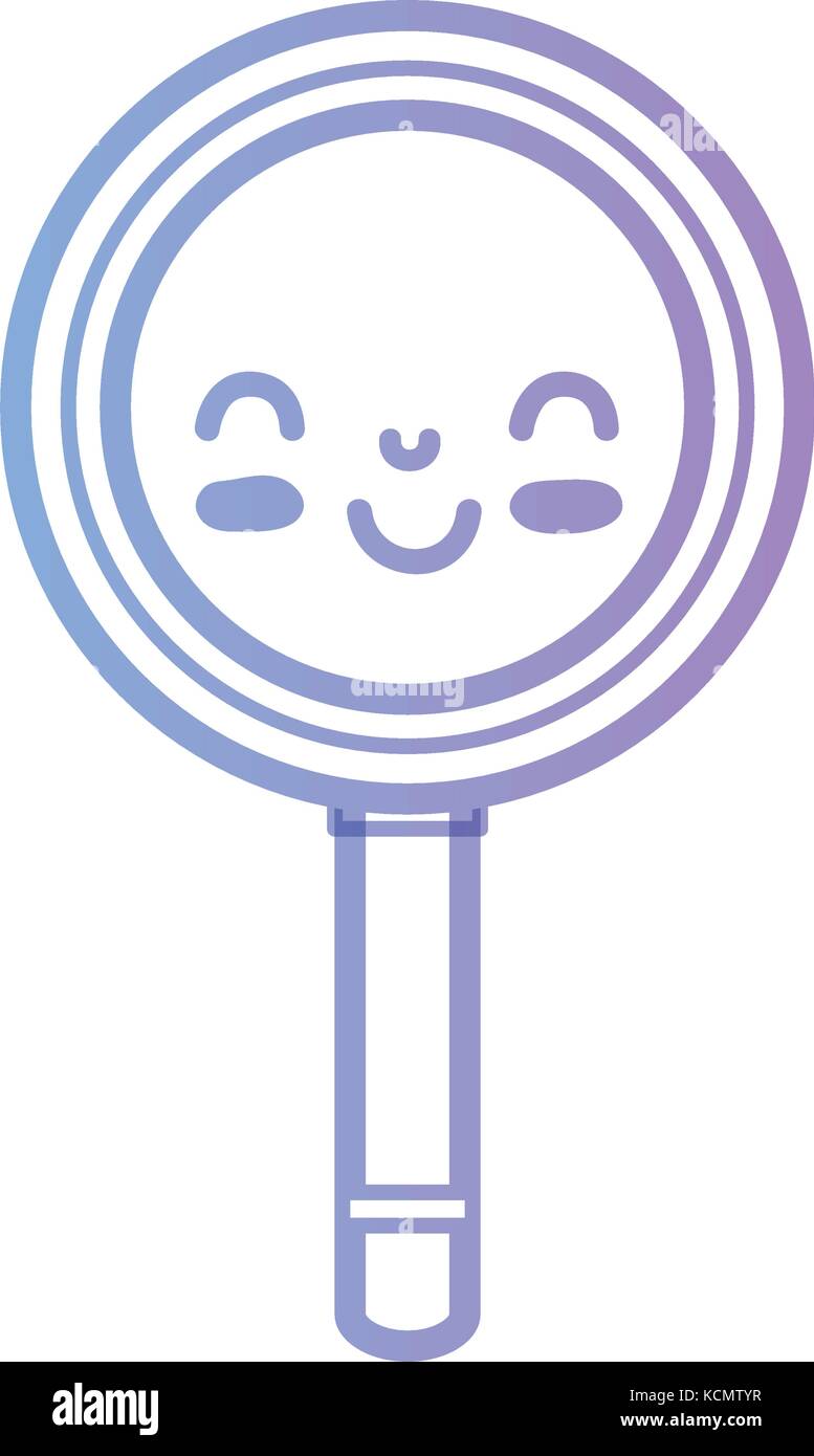line kawaii cute happy magnifying glass Stock Vector Image & Art - Alamy