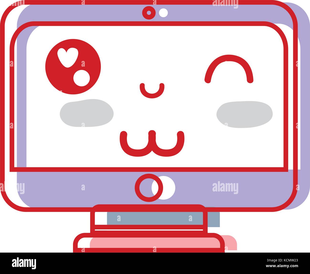 Monitor computer kawaii character vector hi-res stock photography and ...