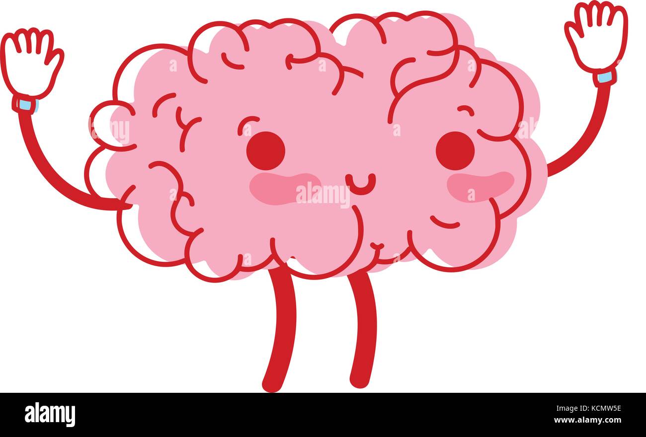 kawaii cute happy brain with arms and legs Stock Vector Image & Art - Alamy