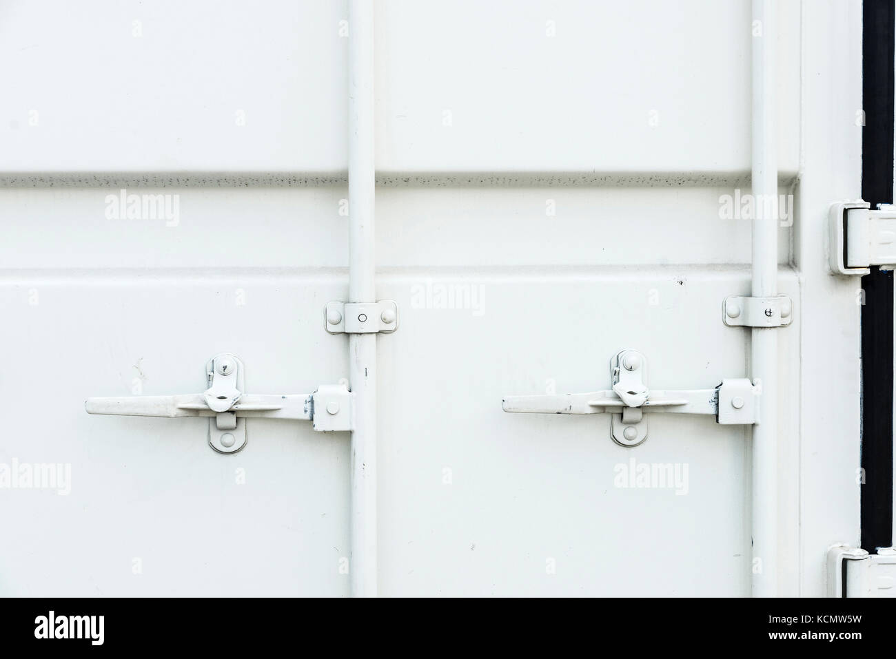 Closeup of a white closed cargo container Stock Photo - Alamy