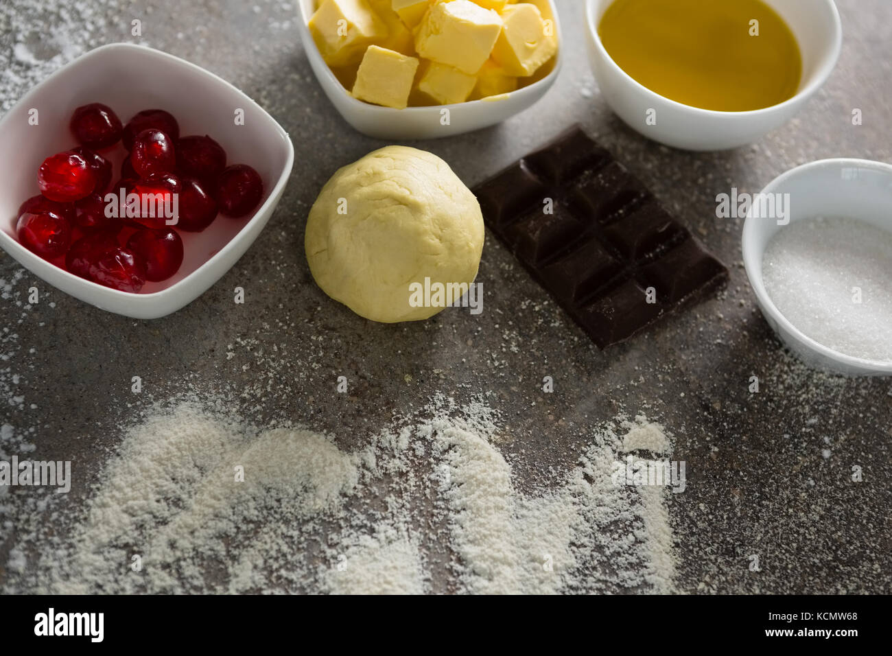 Close-up of various baking ingredients on table Stock Photo - Alamy