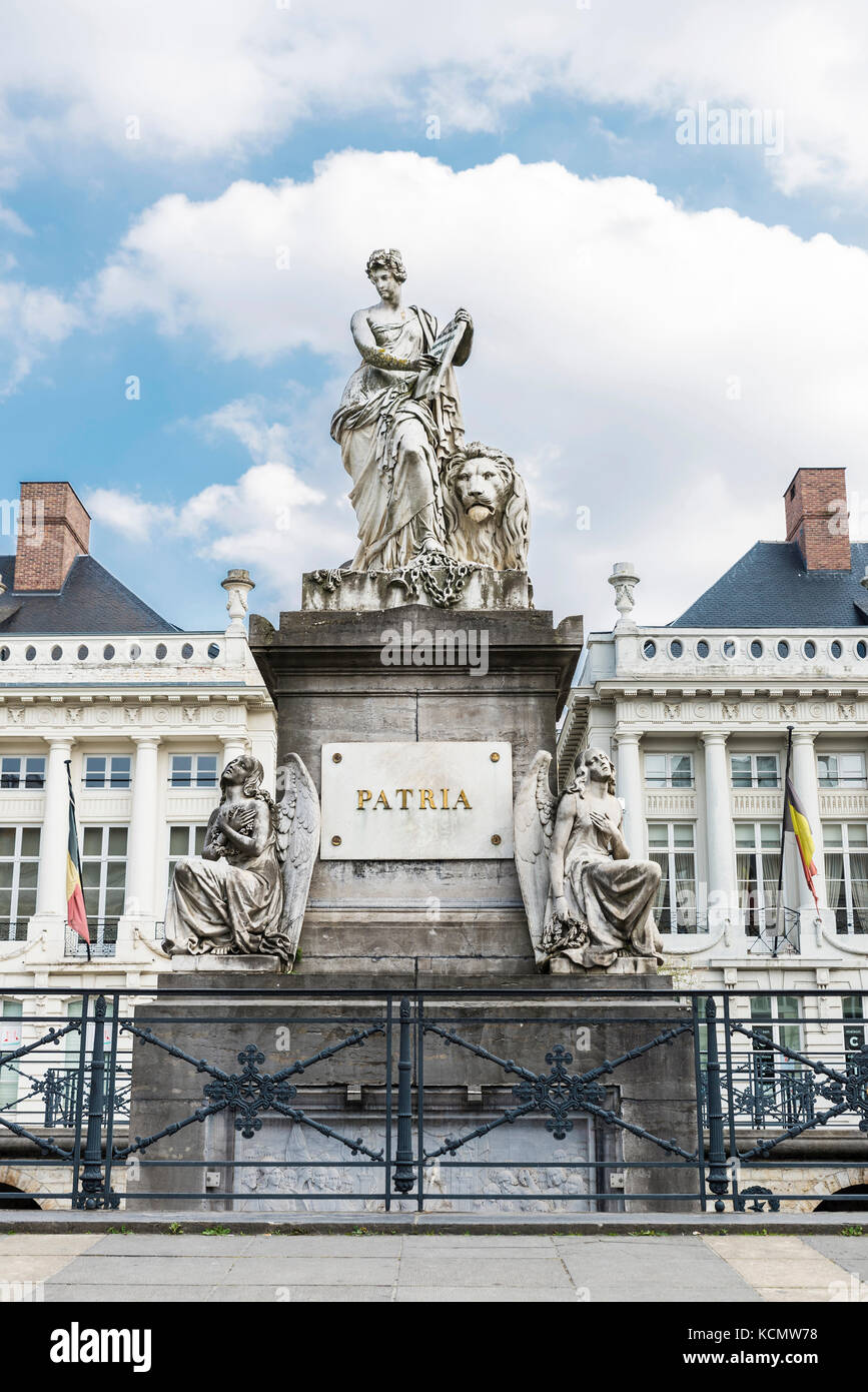 Martyrs Square in Brussels, Belgium. Monument dedicated to te martyrs ...