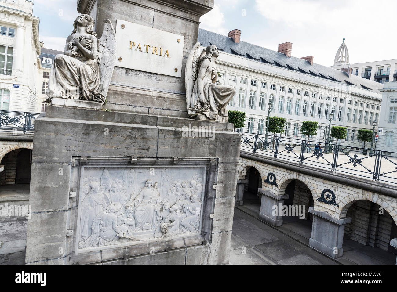 Martyrs Square in Brussels, Belgium. Monument dedicated to te martyrs ...