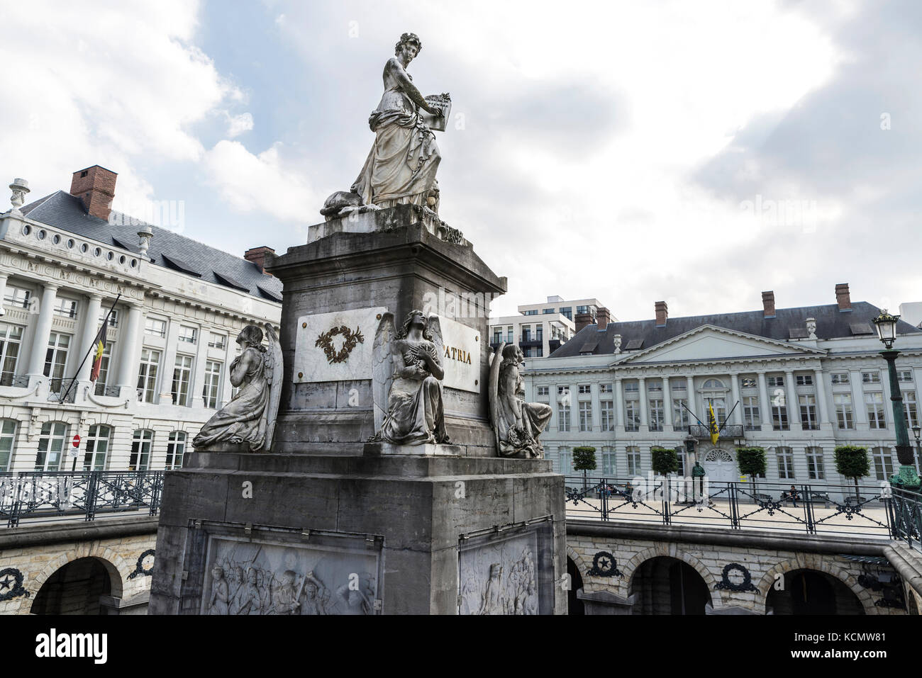 Martyrs Square in Brussels, Belgium. Monument dedicated to te martyrs ...