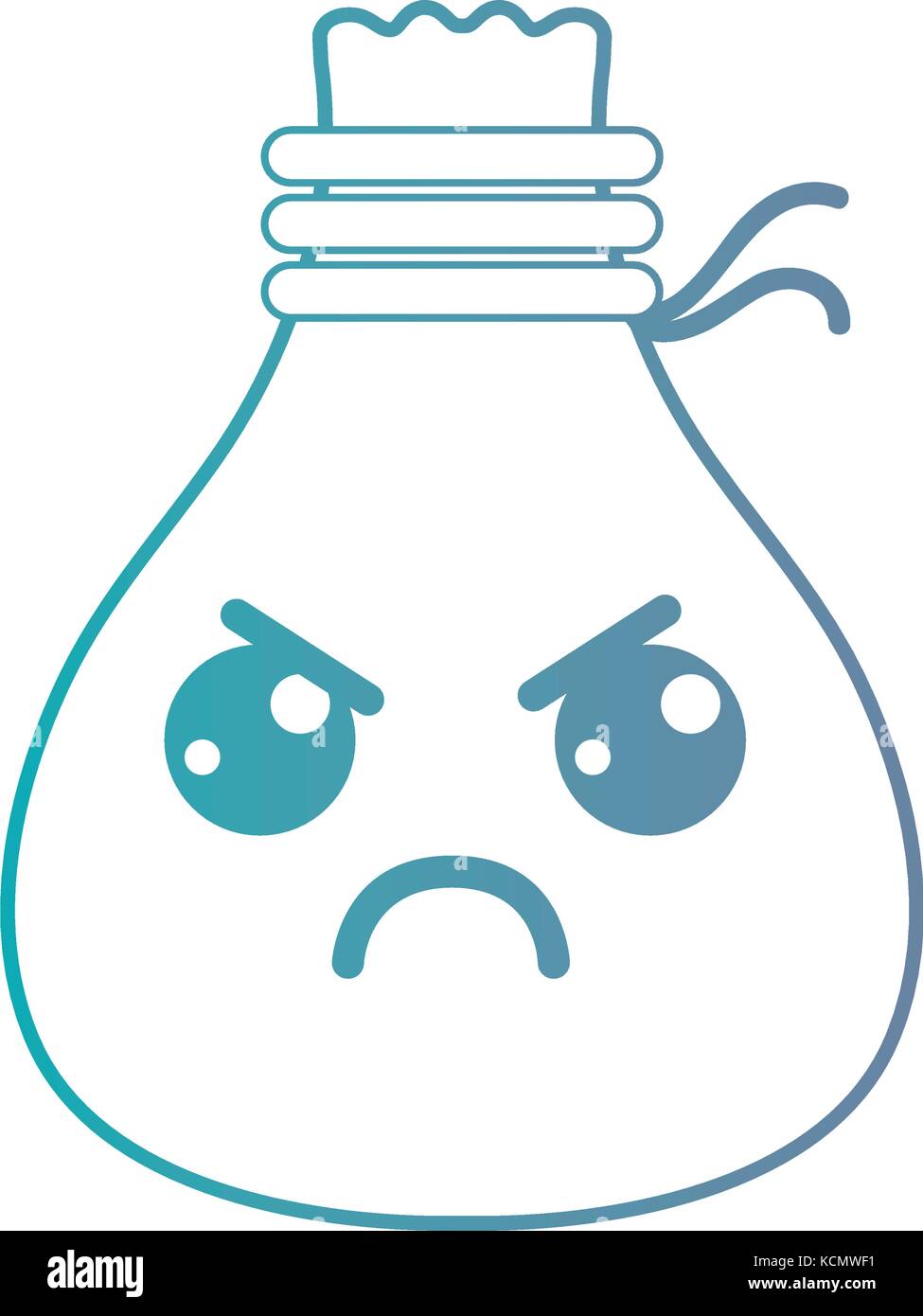 line kawaii cute angry bag cloth Stock Vector Image & Art - Alamy