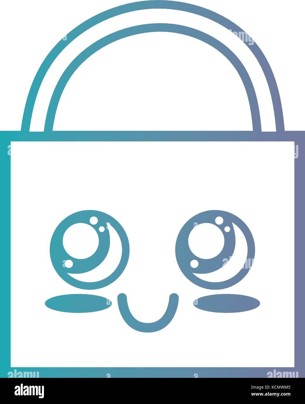 line kawaii cute happy padlock security Stock Vector Image & Art - Alamy