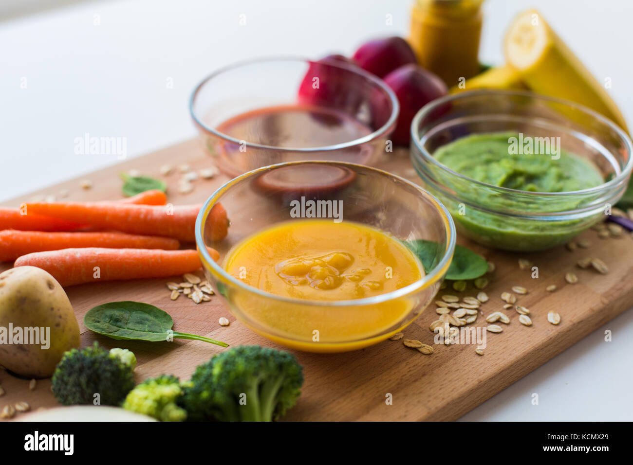 vegetable puree or baby food in glass bowls Stock Photo - Alamy