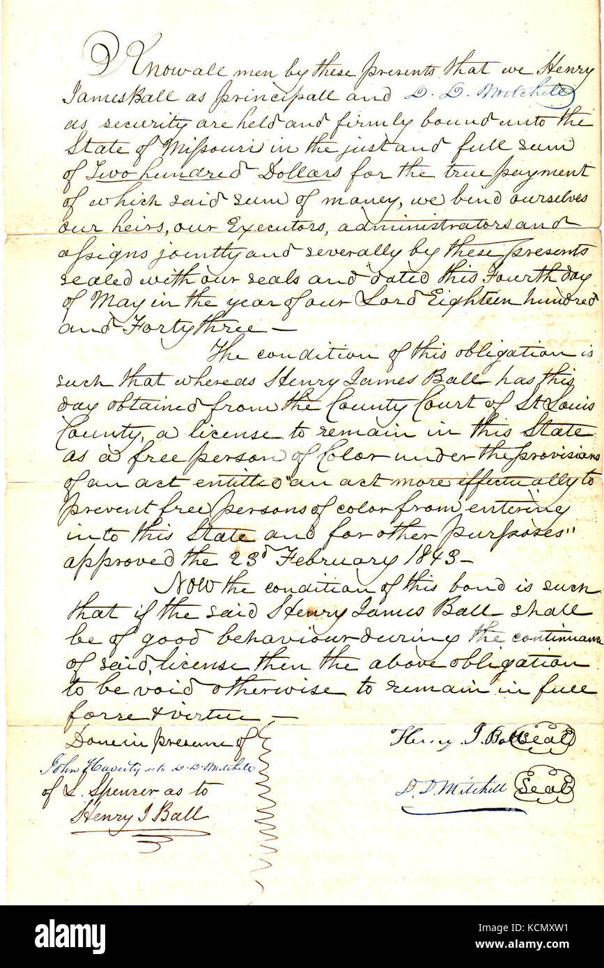 Henry James Ball Free Negro Bond Stock Photo - Alamy