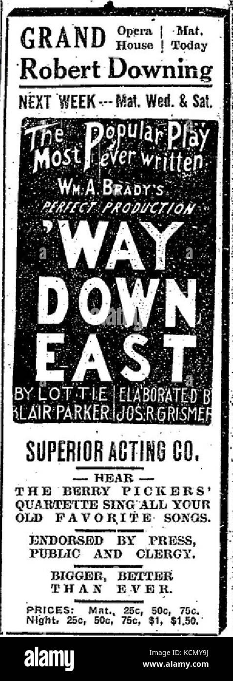 Grand Opera House Ad Stock Photo - Alamy