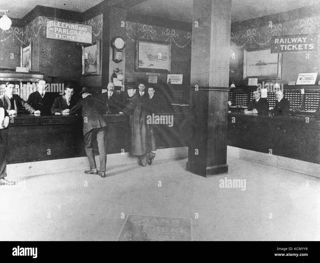 An interior view of the Grand Trunk Railways Toronto ticket office ...