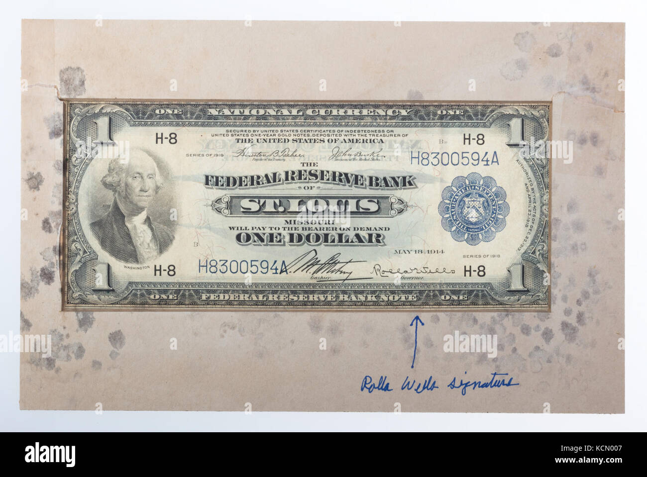 Currency Certificate from the Federal Reserve Bank Signed by Rolla ...