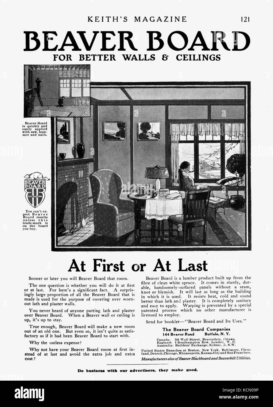 Beaver Board advertisement, 1917 Stock Photo - Alamy